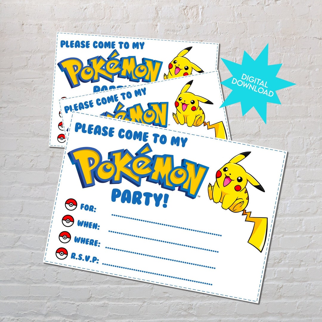 Invitaciones de cumpleaños de Pokémon / Invitación de Pokémon - Etsy España