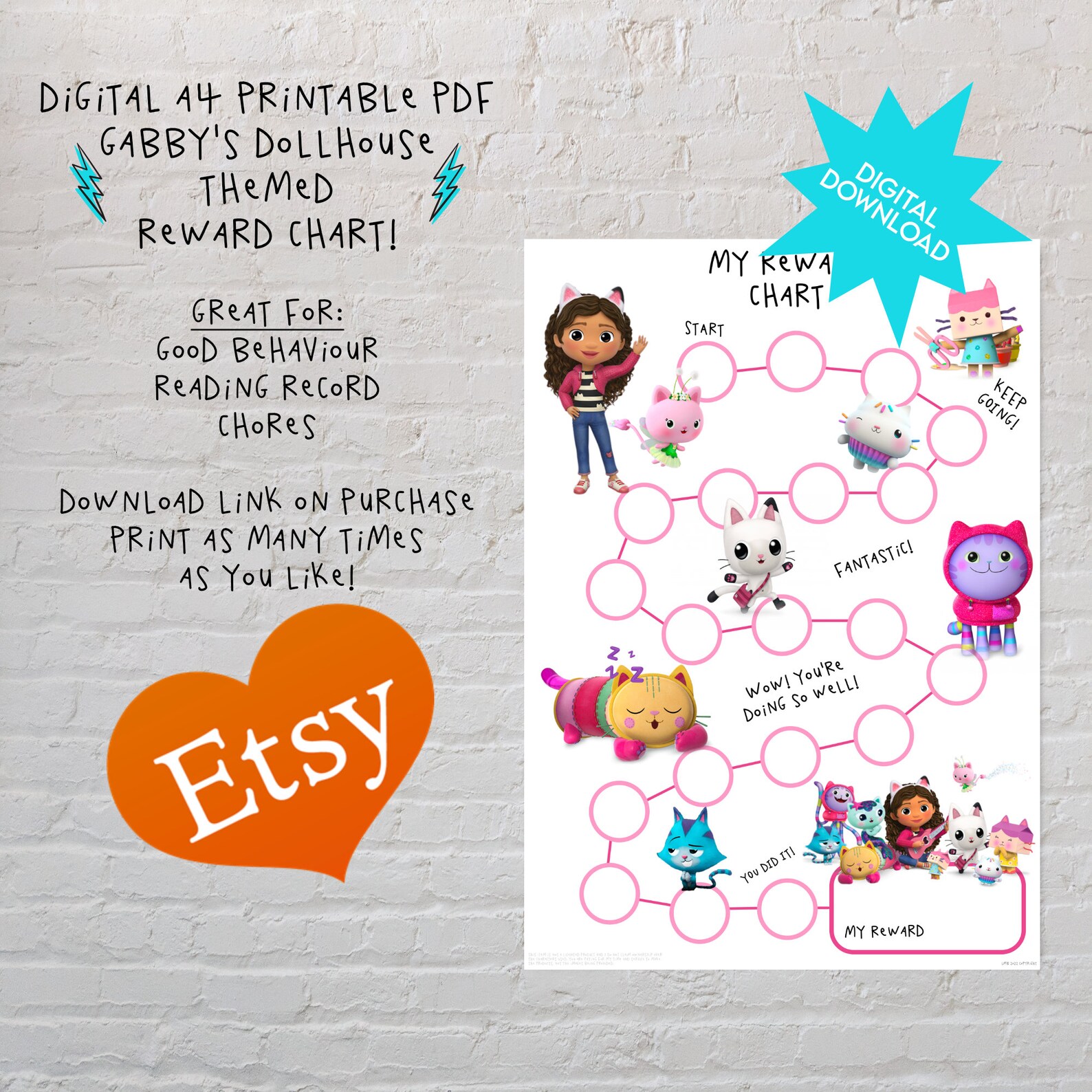 Gabby's Dollhouse Reward Chart for Behavior Chart - Etsy UK
