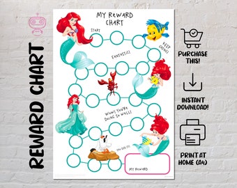 Printable Unicorn Mermaid Reward Chart for Kids Editable - Etsy