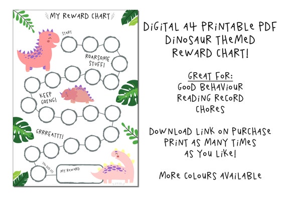 Dinosaur Reward Chart for Kids Behavior Chart Printable Chore - Etsy