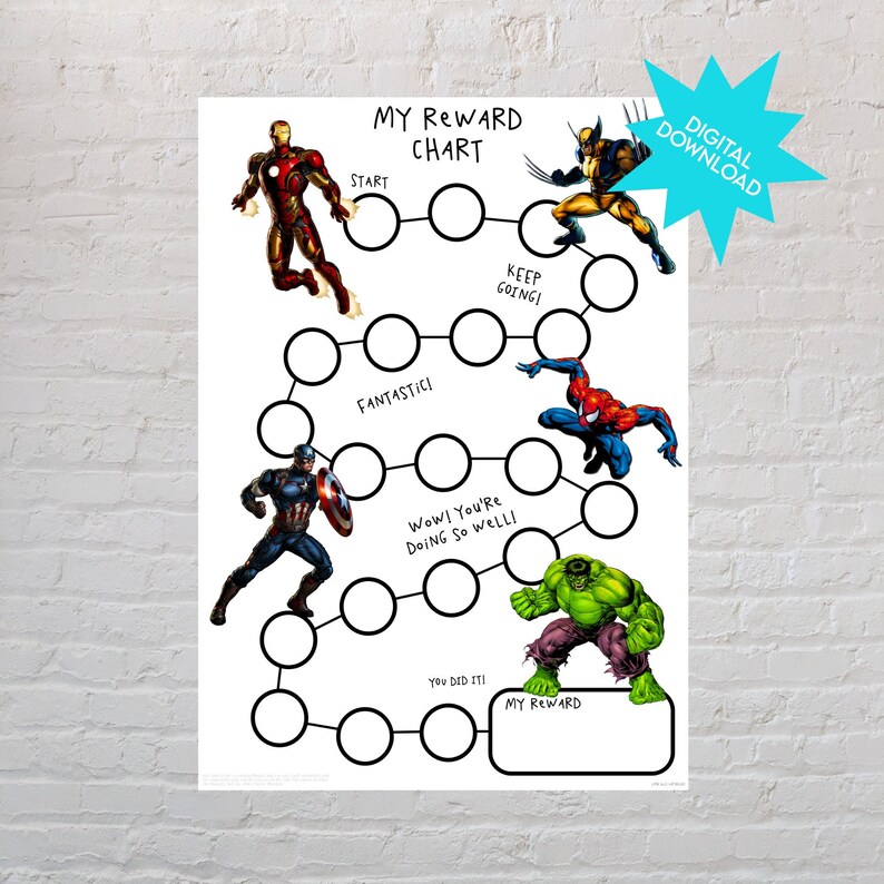Superheroes Reward Chart for Kids Behaviour Chart Printable - Etsy UK