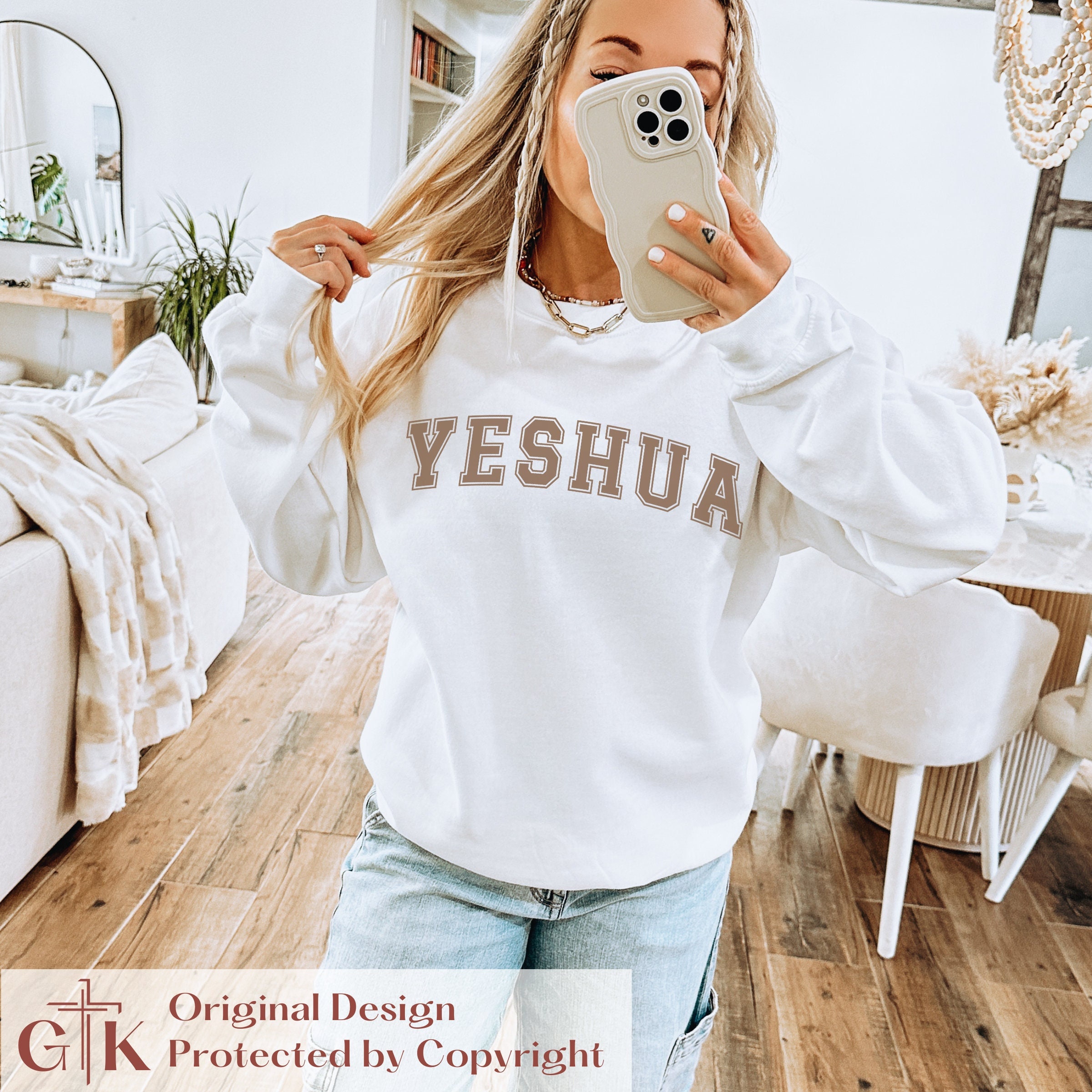 Yeshua Sweatshirt | Jesus Yeshua Sweatshirts Varsity Font | Yeshua ...