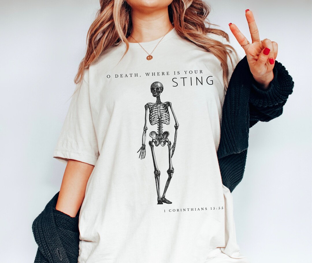 O Death Where is Your Sting Christian Halloween Shirt | Skeleton Tshir ...