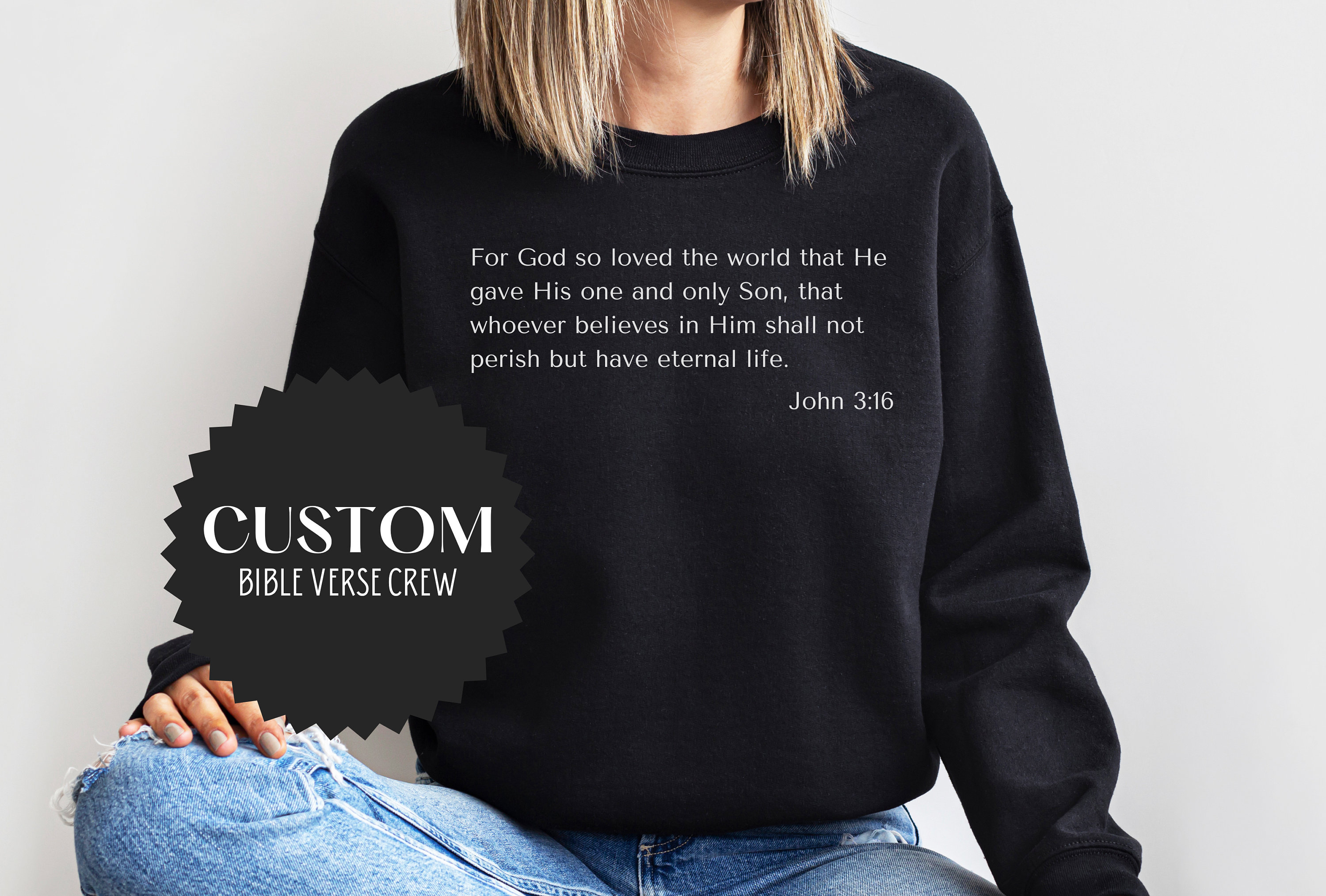 Custom Bible Verse Crewneck Sweatshirt | Custom Sweatshirt 23rd Psalm ...