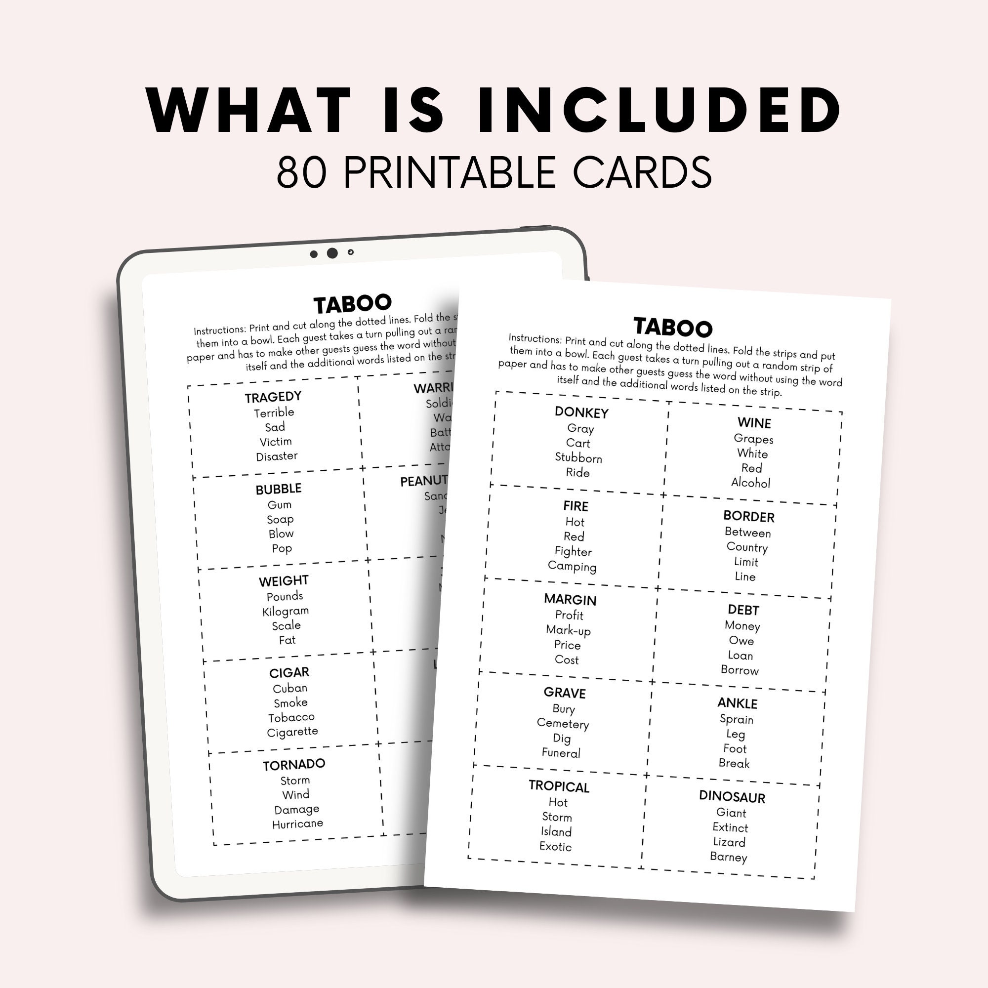 Printable Taboo Cards, Adult Taboo Games, Unspeakable and Guess the ...