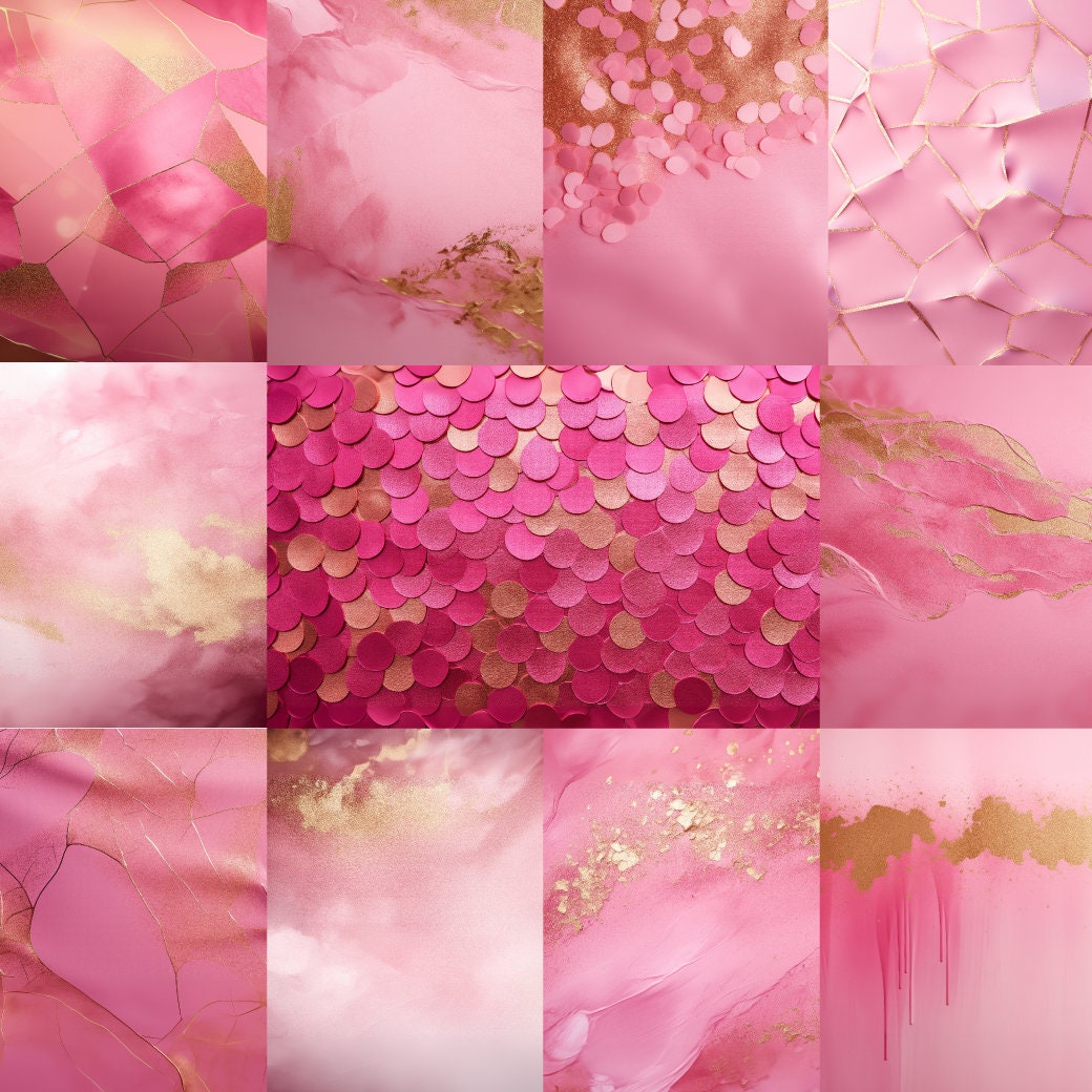 Pink and Gold Texture Background, Painting and Glitter Texture ...