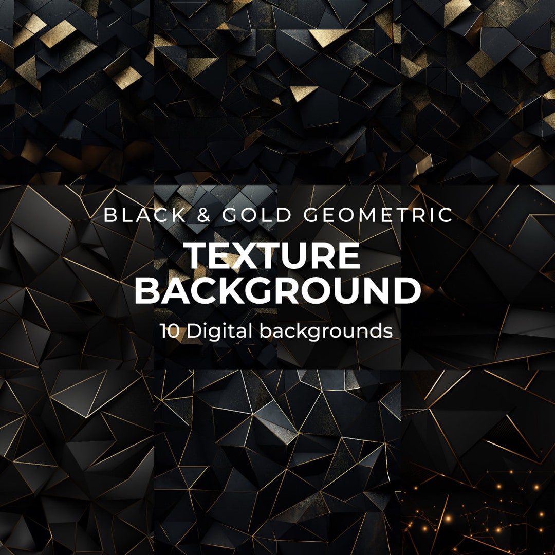 Black and Gold Geometric Texture Background, Metal Textures, Luxury ...