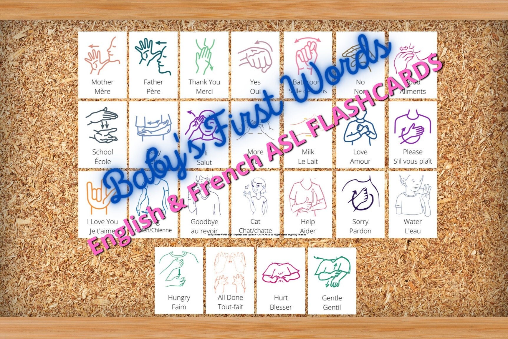 Baby's First Words Sign Language and French FLASHCARDS 25 Pages Matte ...