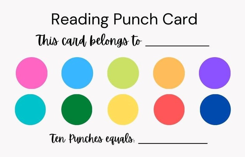 Rewards Punch Card for Classrooms or Parents * 50 or 75 Cards/set ...