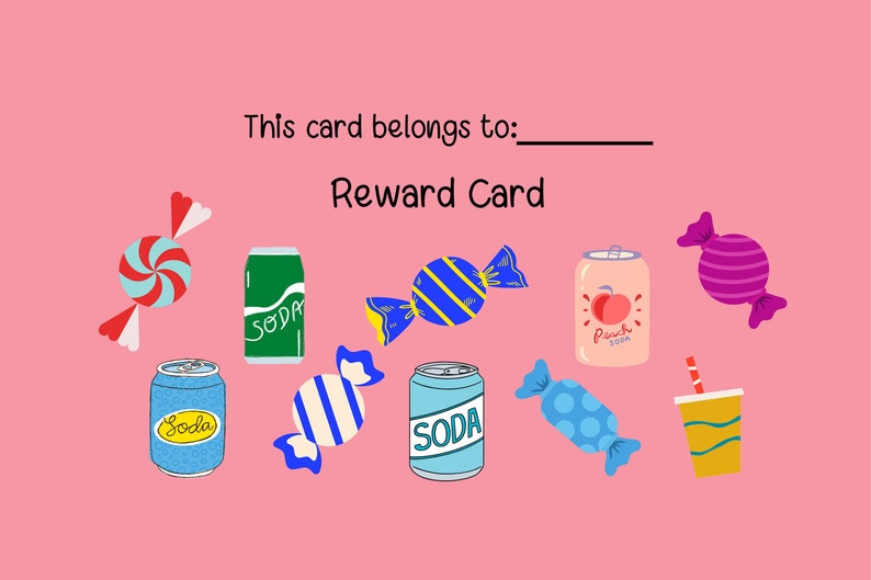 Rewards Punch Card for Classrooms or Parents DIGITAL FILES ONLY Candy ...