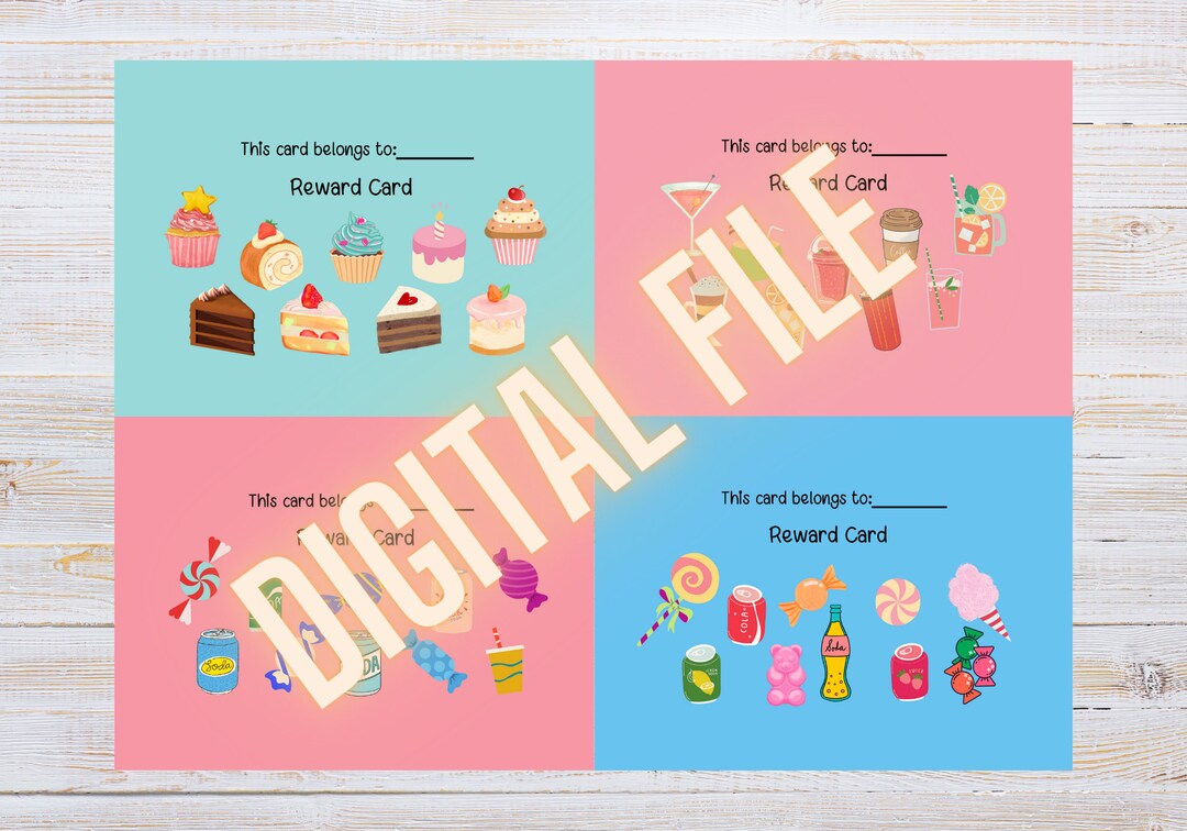 Rewards Punch Card for Classrooms or Parents DIGITAL FILES ONLY Candy ...