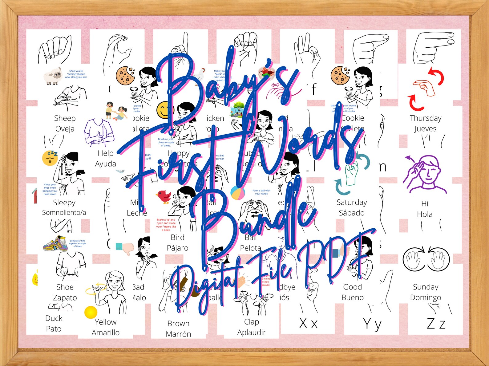 Baby First Words ASL Sign Language and Spanish BUNDLE PDF - Etsy