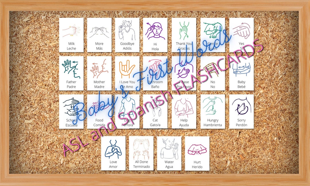 Baby's First Words Sign Language and Spanish FLASHCARDS 25 Pages Matte ...