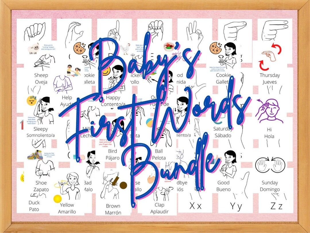 Baby First Words ASL Sign Language and Spanish Flashcards BUNDLE 5x7 - Etsy