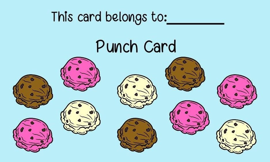Rewards Punch Card for Classrooms or Parents DIGITAL FILES ONLY ...