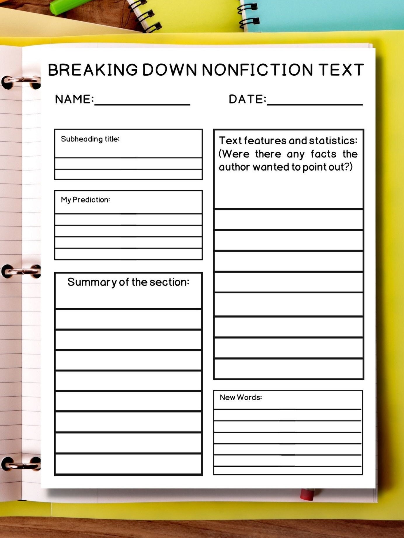 Summarizing Graphic Organizer For Informational Text