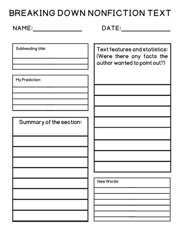 Nonfiction Summary Graphic Organizer