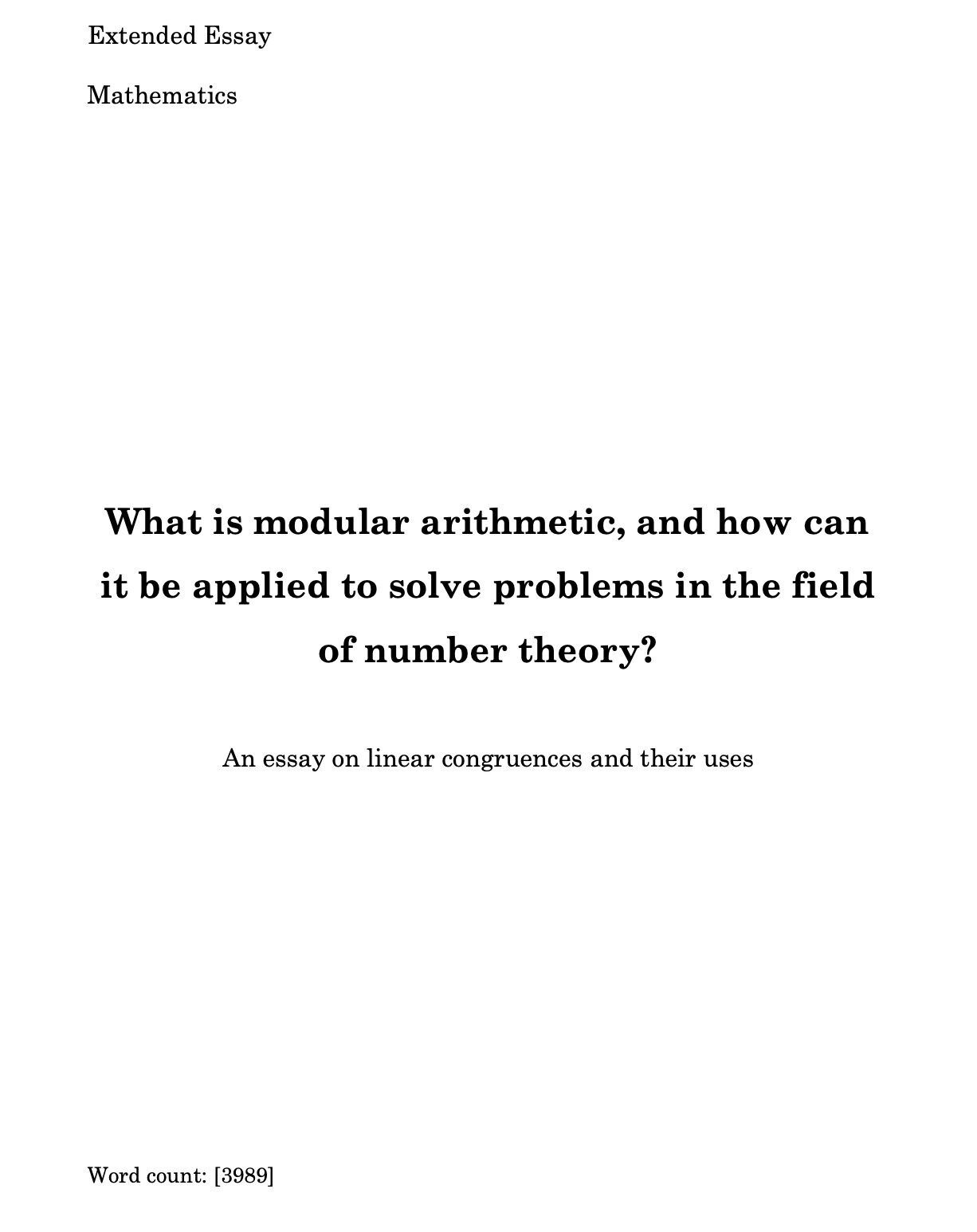 IB Mathematics Extended Essay Exemplar - Grade A - Etsy