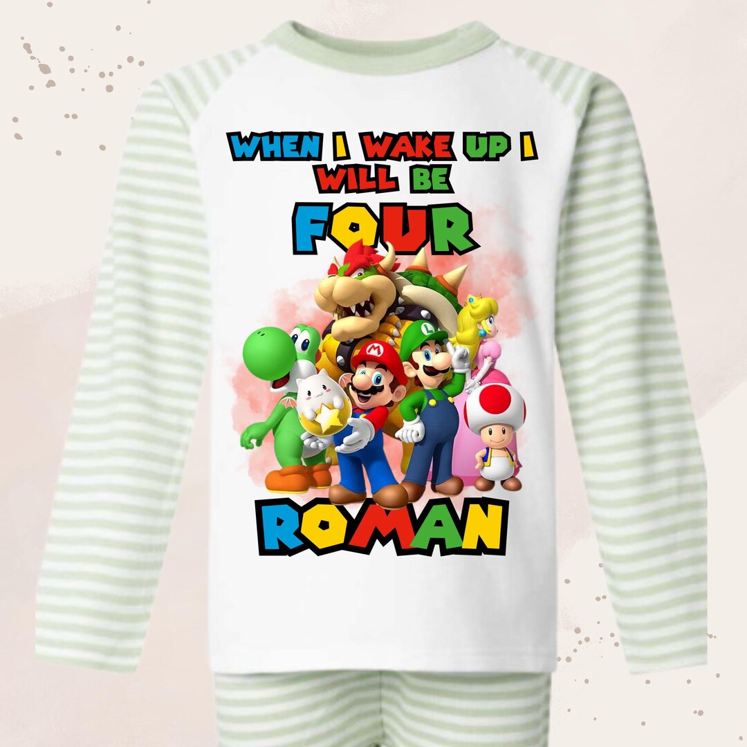 Personalised When I Wake up I Will Be Super Bros Birthday Pyjamas ...