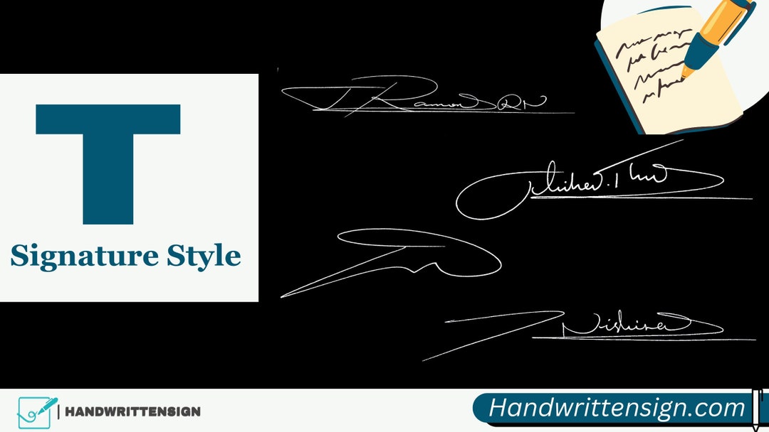 T Letter Signature Style in a Handwritten Style, Digital Delivery ...
