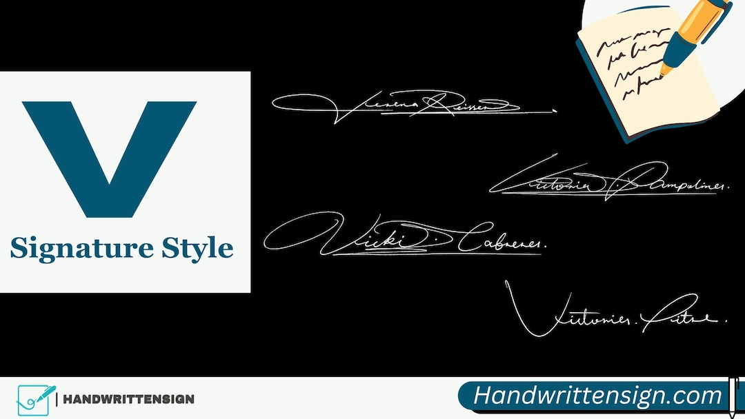 V Letter Signature Style in a Handwritten Style, Digital Delivery ...