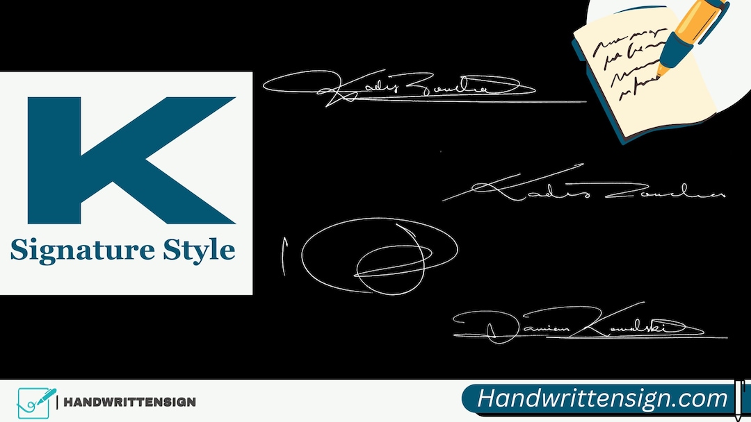 K Letter Signature Design With Video and Worksheets, Handwritten Style ...