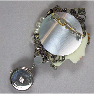 Vintage Bonetto Digits Ladies Quartz Watch Pin Brooch Rhinestones Art ...