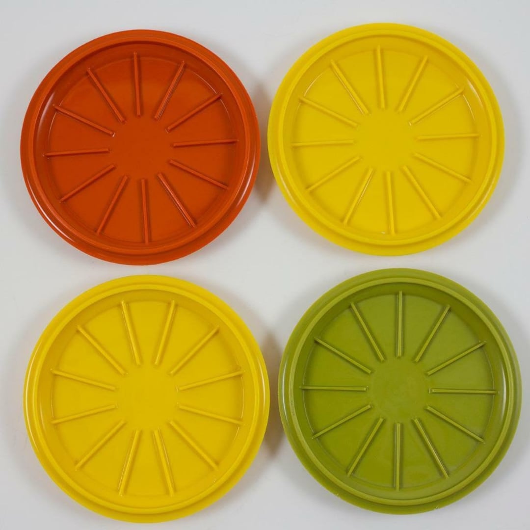 Four Vintage/retro 1970stupperware 1313 Mug Lids/coasters Harvest ...