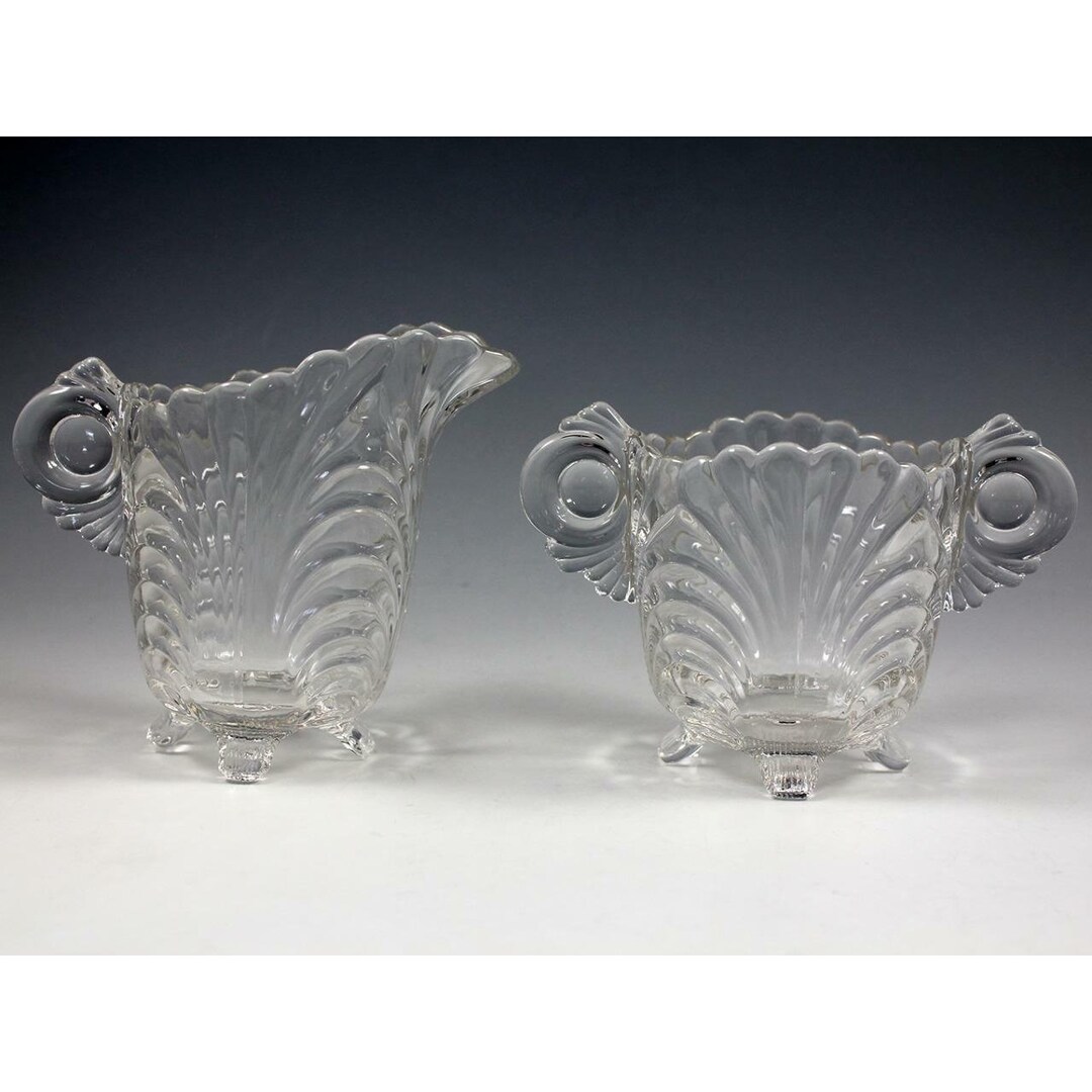 Vintage Cambridge Glassware Caprice Footed Creamer & Open Sugar Clear ...