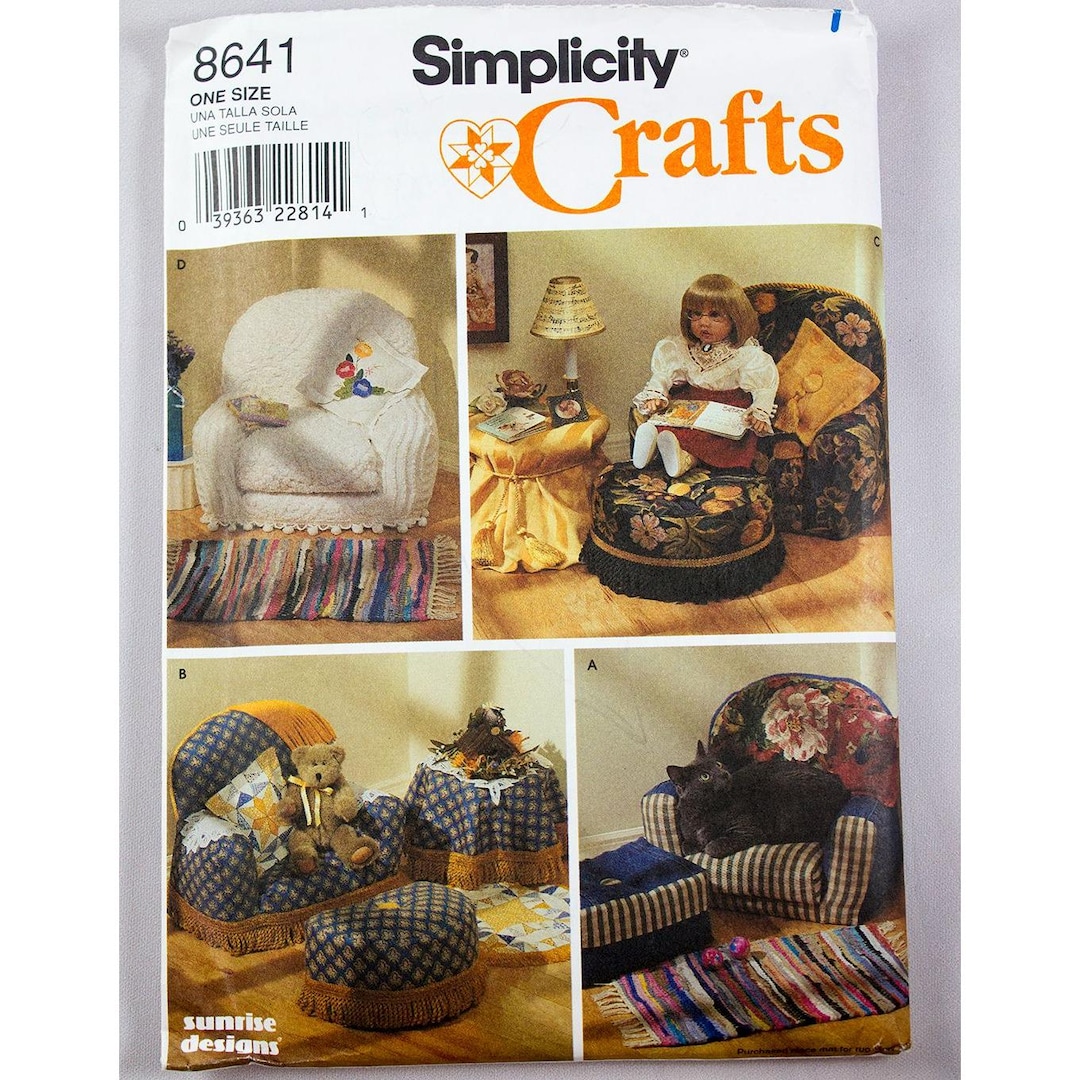Simplicity Crafts Pattern 8641 Stuffed Chair Ottoman Table Rug for 18 ...