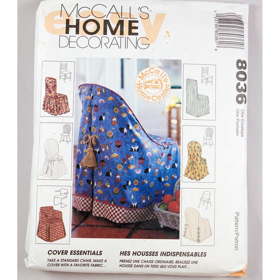 Mccalls Sewing Pattern 8036 Easy Home Decorating Chair Covers UNCUT - Etsy