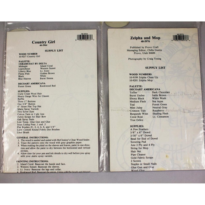 Provo Craft Tole Painting Patterns Country Girl #40-5964 & Zelpha #40 ...