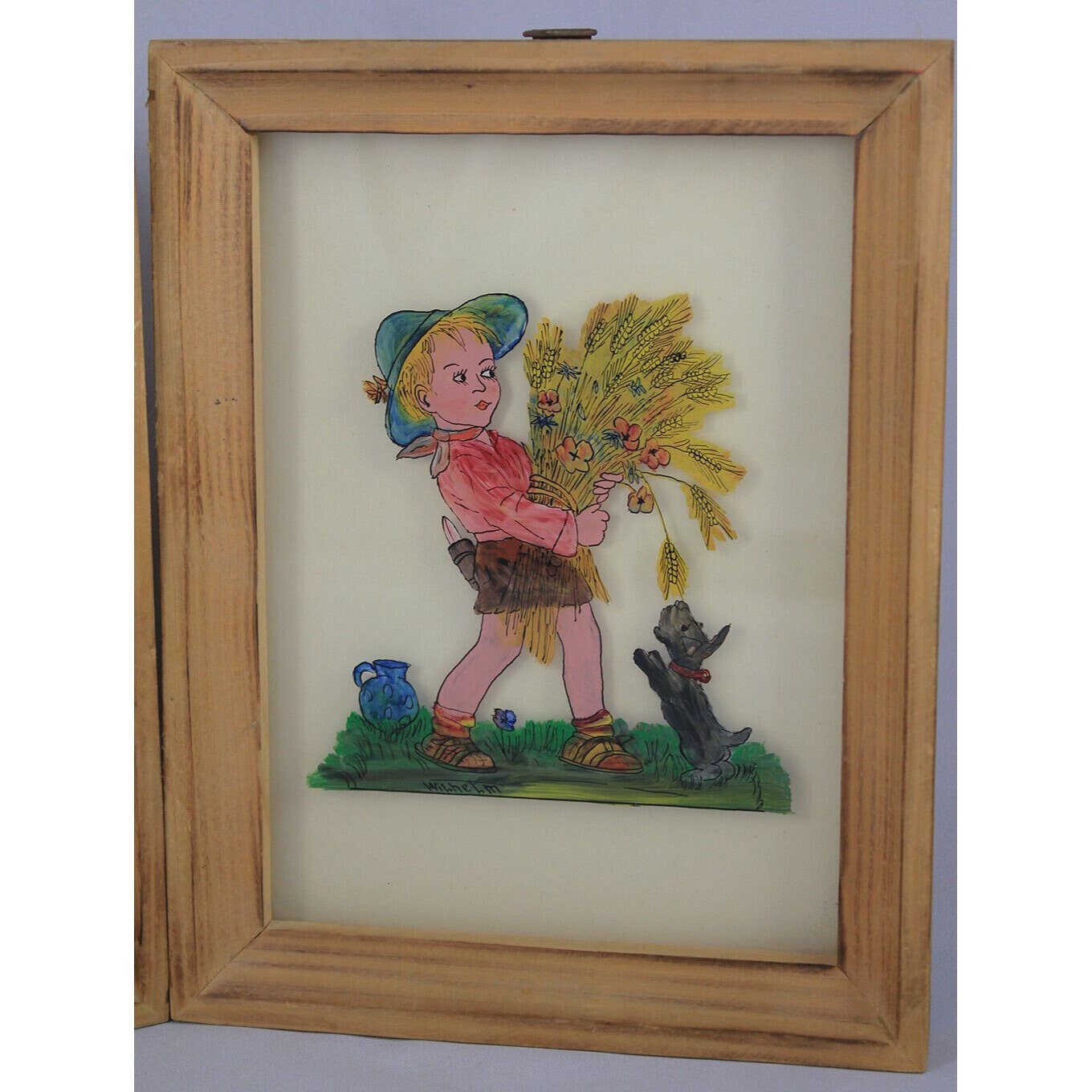 Vintage Reverse Painted Glass Aug. Wilhelm Made in Germany Lot of 2 - Etsy