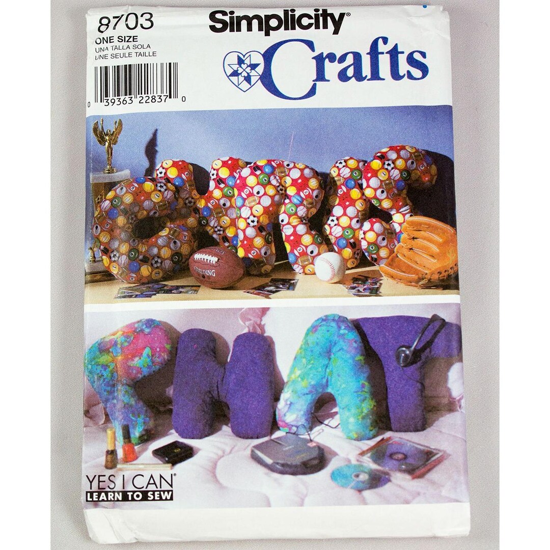 Simplicity Crafts Pattern 8703 Stuffed Alphabet Pillows UNCUT - Etsy