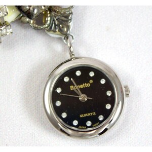 Vintage Bonetto Digits Ladies Quartz Watch Pin Brooch Rhinestones Art ...