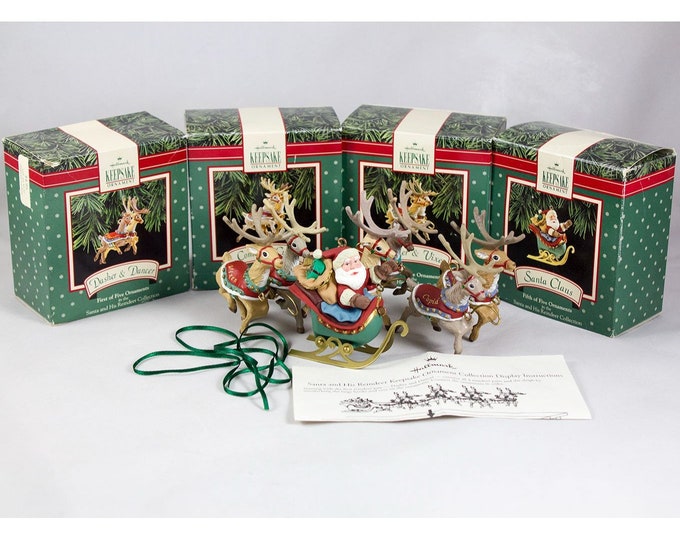Hallmark 1992 Santa and His Reindeer Partial Set Santa & 3 Reindeer ...
