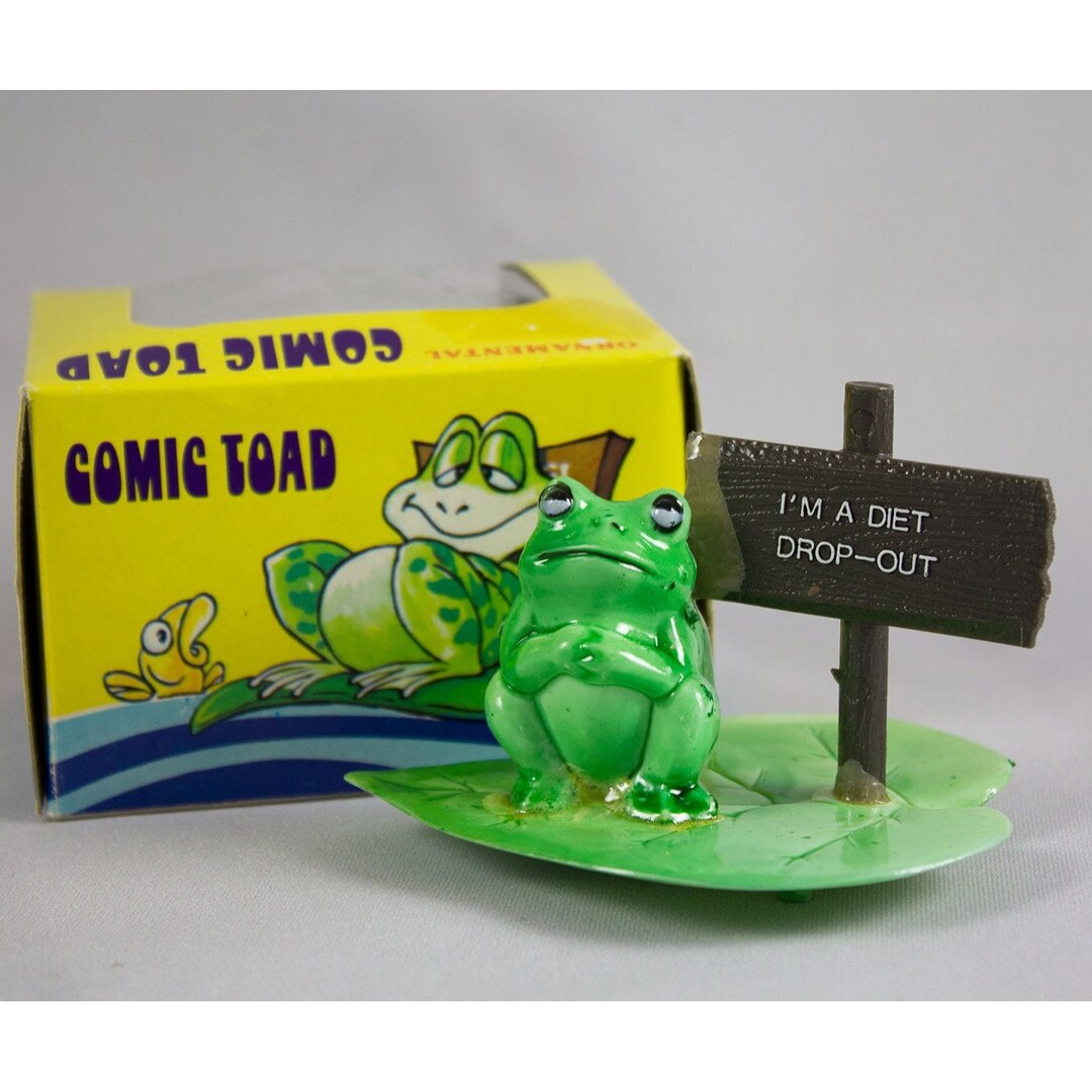 Vintage 1970's Comic Toad Plastic Frog Figure I'm A Diet Drop-out W/box ...