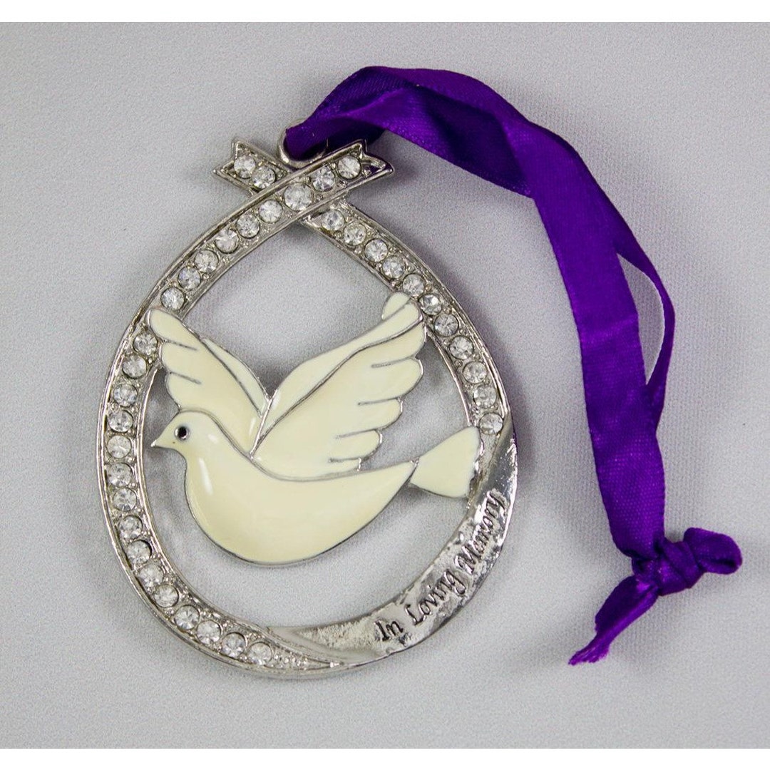 In Loving Memory Silver-tone Holiday Ornament Crystals Enameled Dove - Etsy