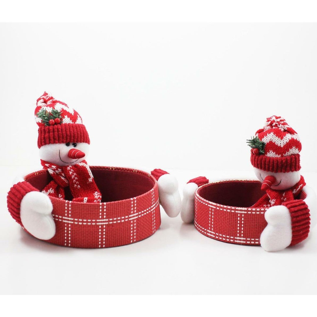 Set of Round Nesting Snowman Christmas Holiday Candy Treat Holders ...