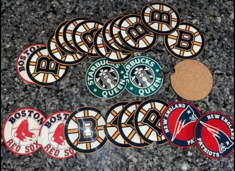 New England Patriots Set of 2 Car Coasters Customize Free US Ship ...