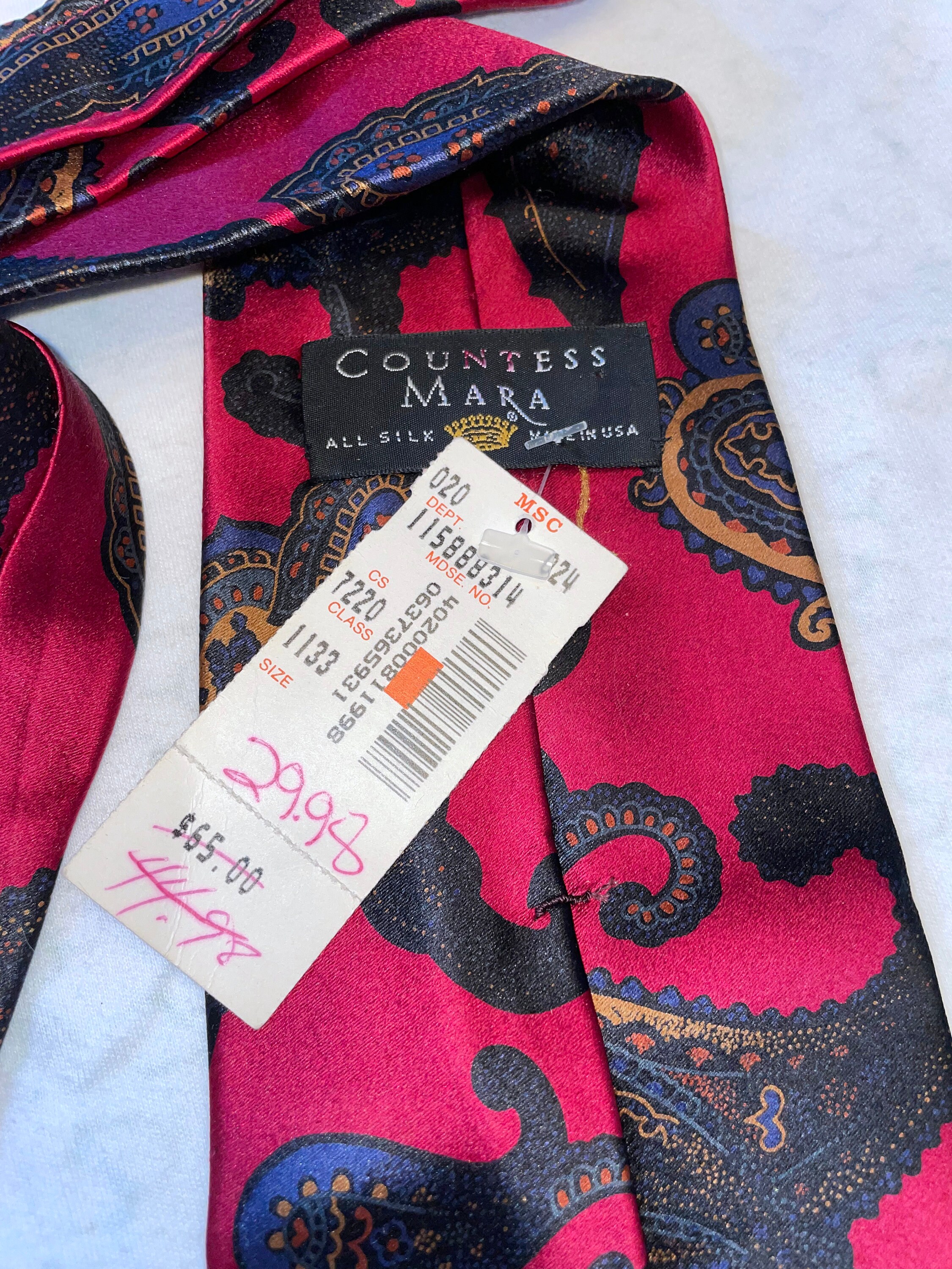 New Old Stock Paisley Countess Mara 100% Silk Necktie - Etsy