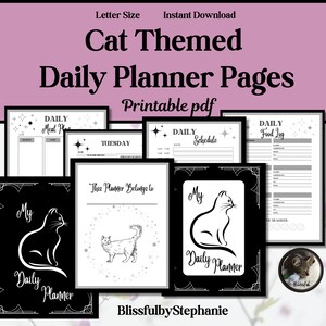 Daily Planner Pages, Cat Themed Printable Planner, Daily Plan, Meal ...
