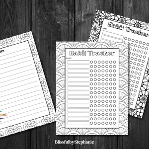 Color-in Habit Tracker Printable, Geometric & Floral Planner (digital ...
