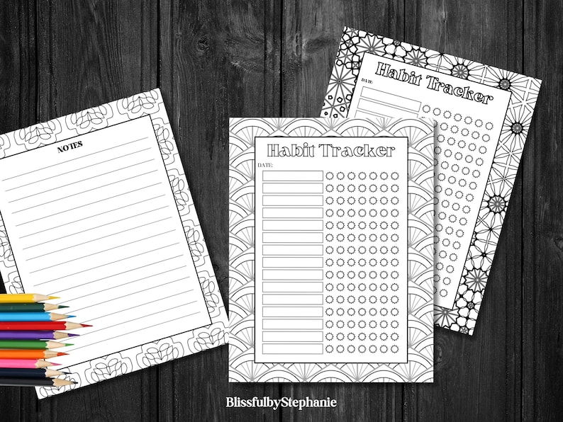 Printable Color-in Habit Tracker, Digital Download, Adult Coloring ...