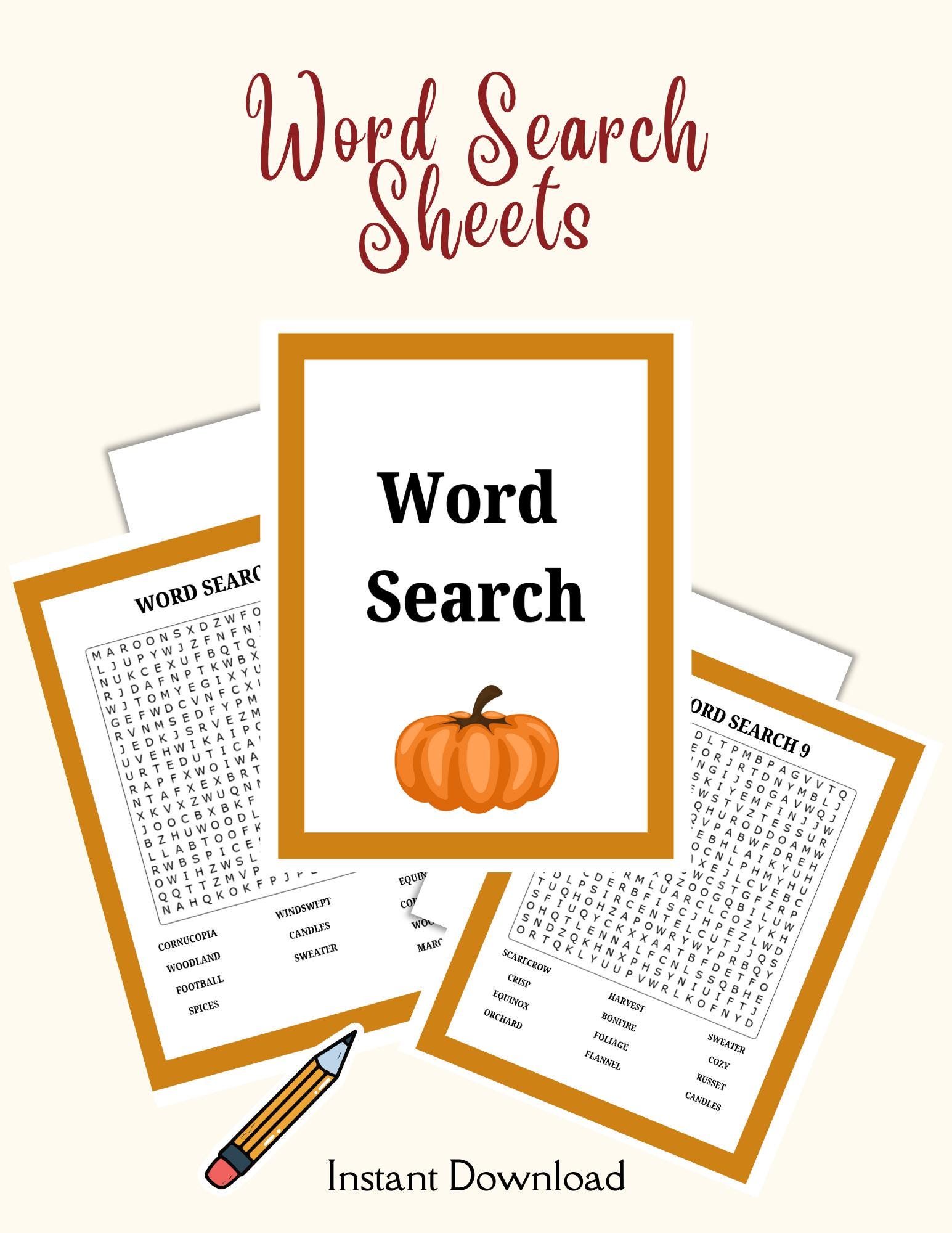 Activity Sheets for Kids, Autumn/fall Themed, Printable, Digital ...