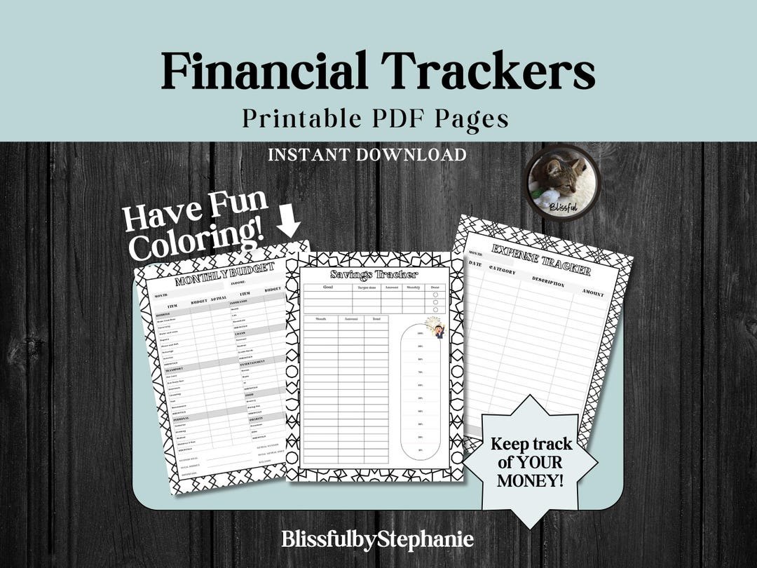 5 Financial Trackers: Monthly Budget, Expense Tracker, Savings Tracker ...