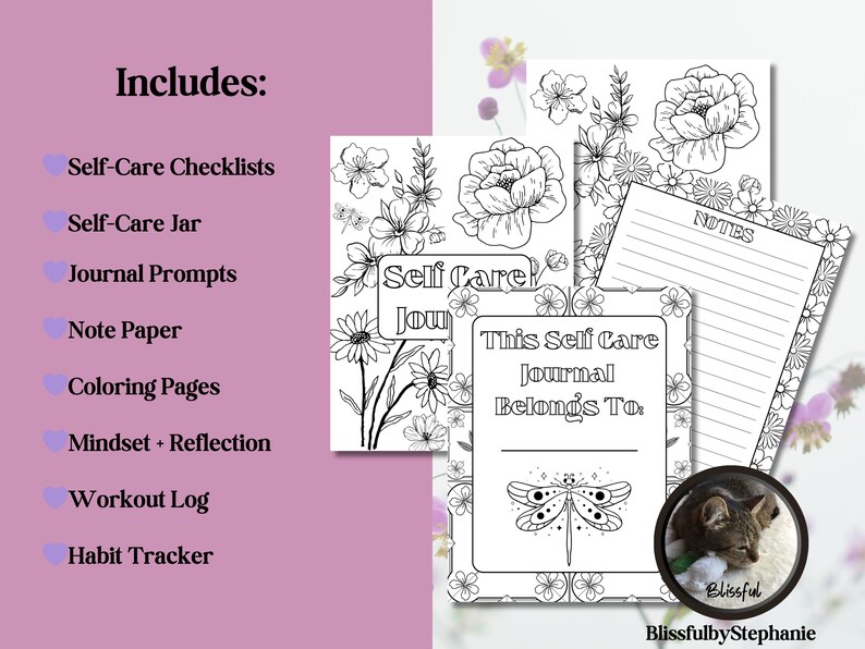 Self-care Journal, Printable, Mindfulness, Adult Coloring Pages ...