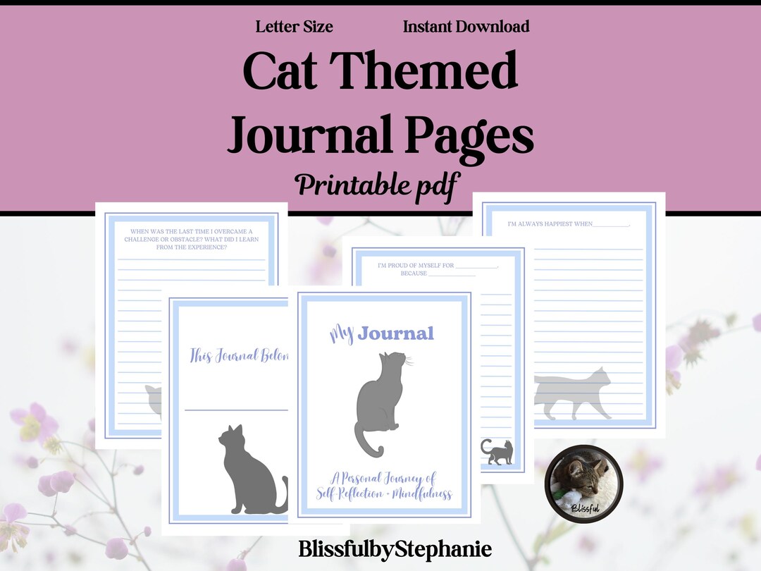 Journal Pages With Journal Prompts, Cat Themed Journal, Printable ...