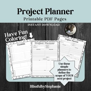 Printable Color-in Project Planner, Office, Home Office, Project ...