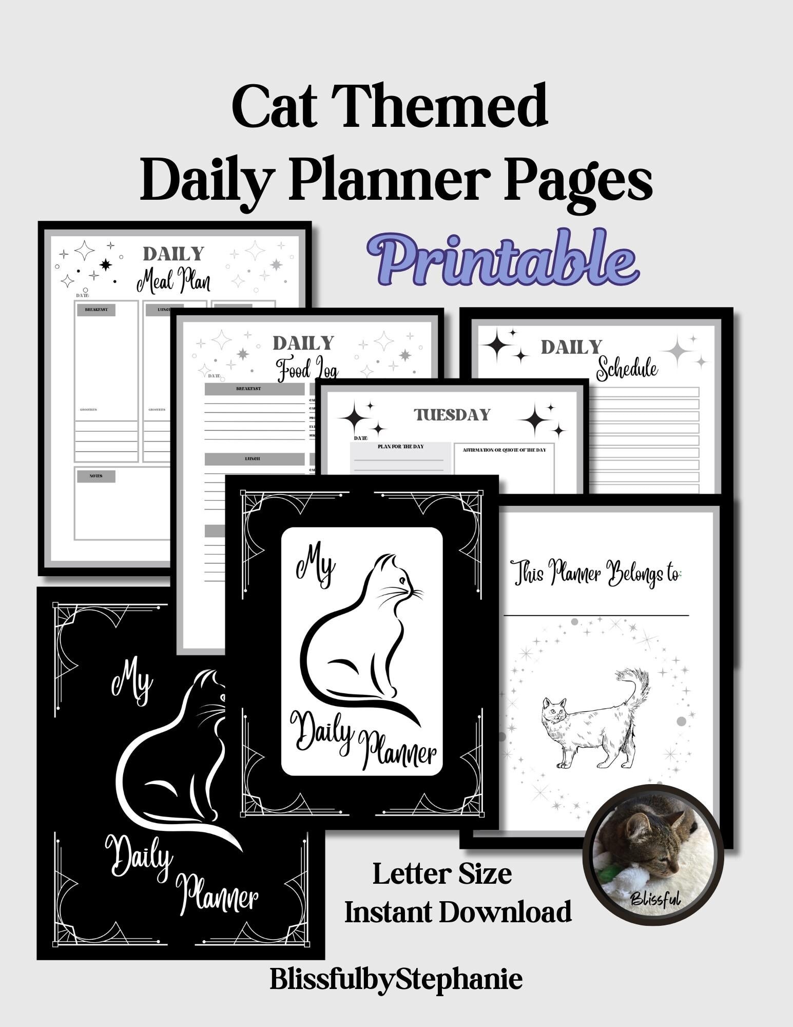 Cat Themed Daily Planner Pages, Retro Look (digital Download) - Etsy
